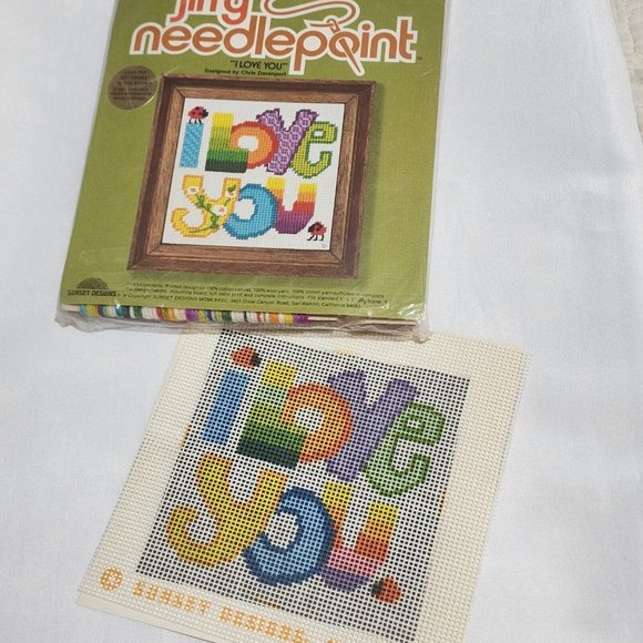 Sunset Designs | Other | 97s Vintage Jiffy Needlepoint I Love You Kit ...